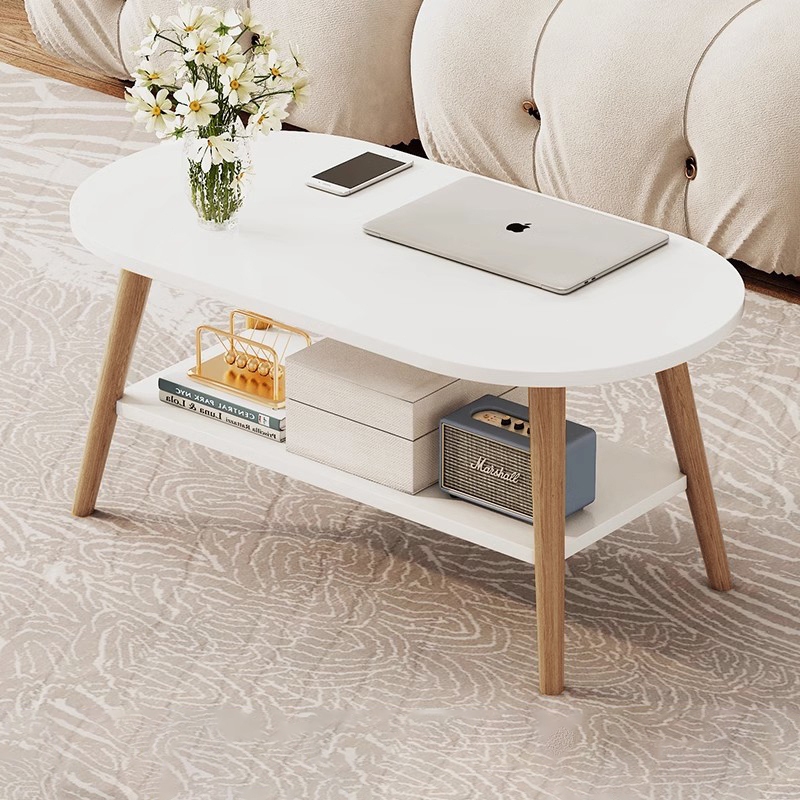 Ellipse Side Table 1/2 Layer Coffee Table Livingroom Laptop Wooden ...