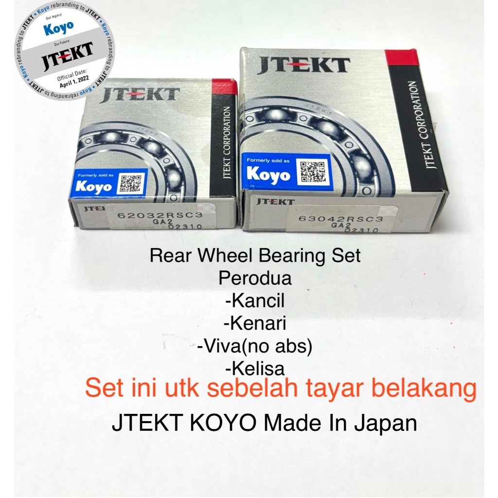 KANCIL REAR WHEEL 6203 2RS, 6304 2RS PERODUA KENARI, KELISA,VIVA (NO ...