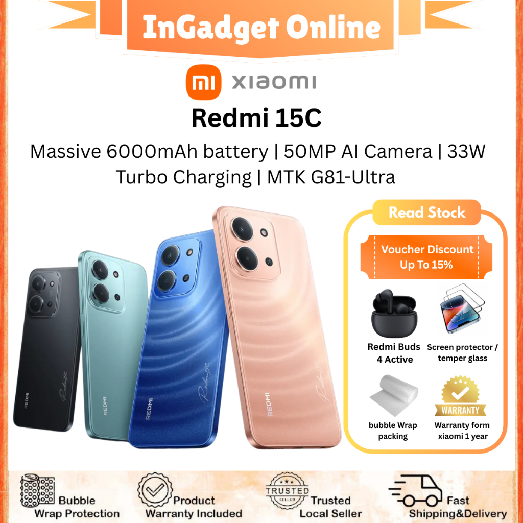[PROMO] Redmi 15C 4G | MTK Helio G81-Ultra | 6.9' LCD,120Hz Display | 6000mAh Battery | Original ...