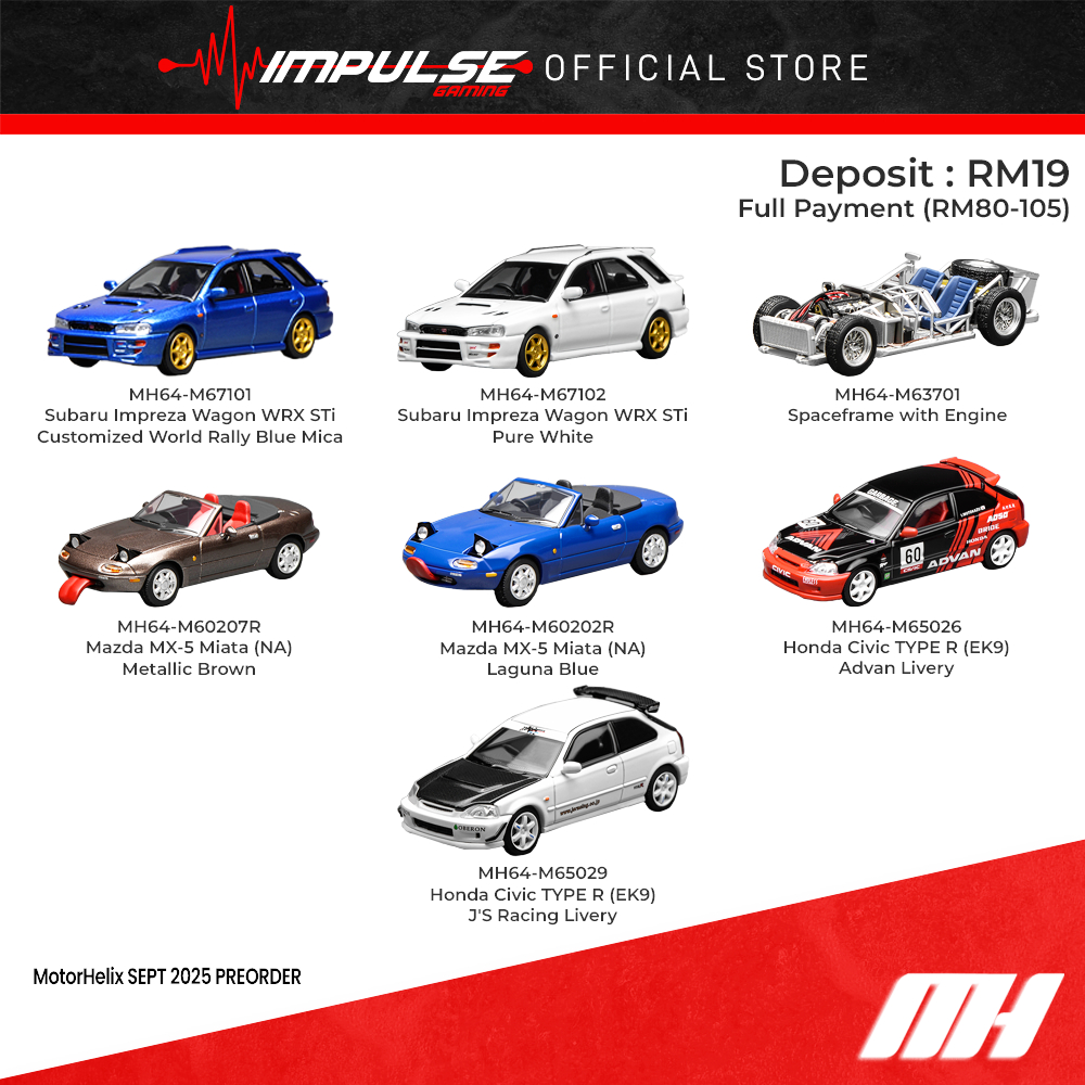 [PR3-0RD3R] MotorHelix 1:64 Subaru Impreza Wagon WRX STI / Spaceframe ...