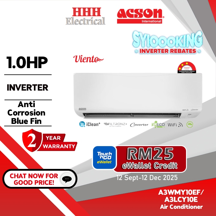 Acson R32 VIENTO INVERTER Air Conditioner A3WMY10EF 1.0HP | A3WMY15EF 1 ...