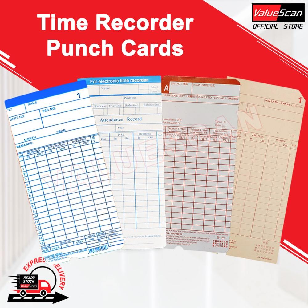 Punch Card For Time Recorder ( Standard) (92pcs&100pcs/pack) | Shopee ...