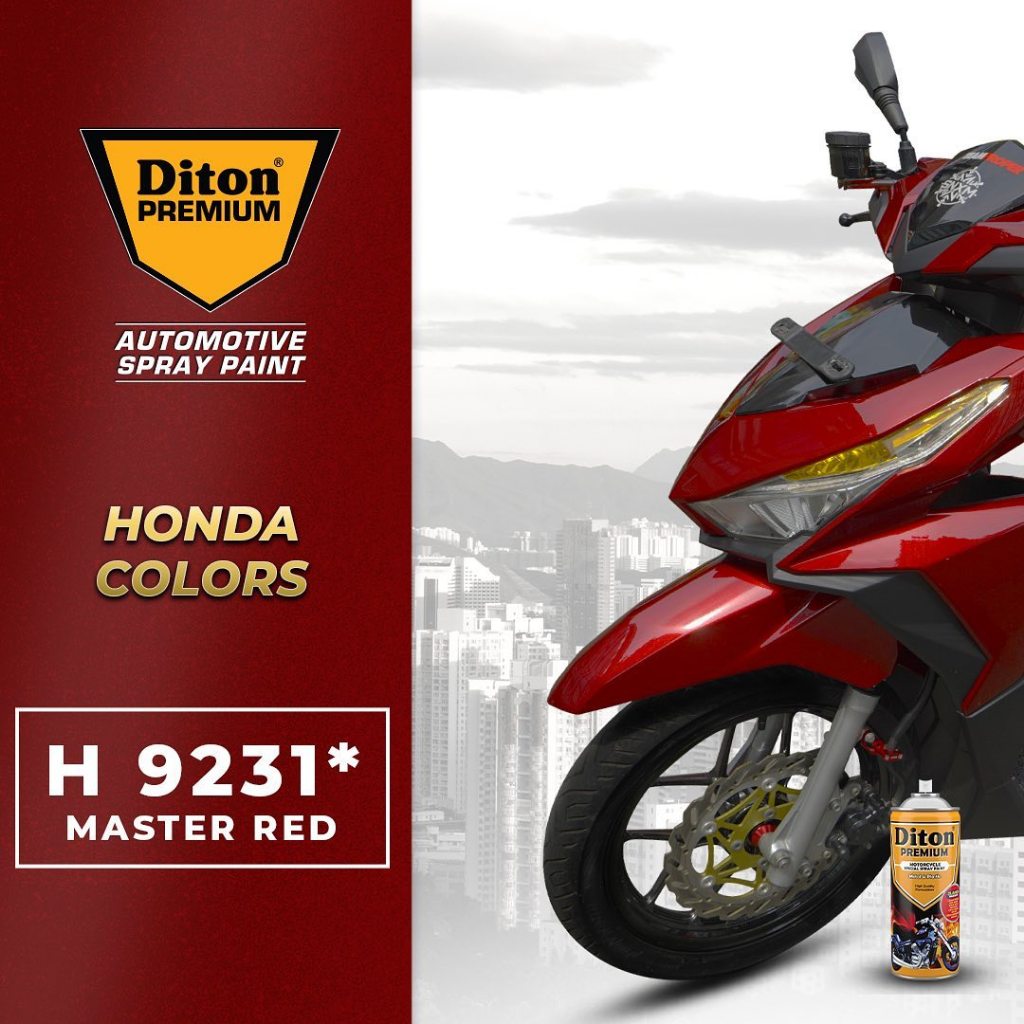 DITON PREMIUM H9231 MASTER RED HONDA COLORS 400ML SPRAY TIN | Shopee ...