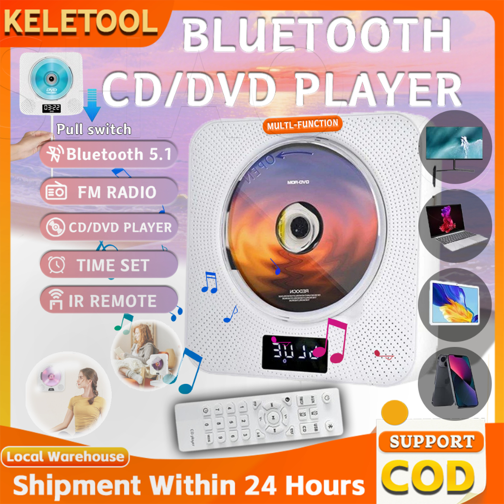 Bluetooth CD DVD Music Player Home Wall CD PlayerMini Home Boombox FM ...