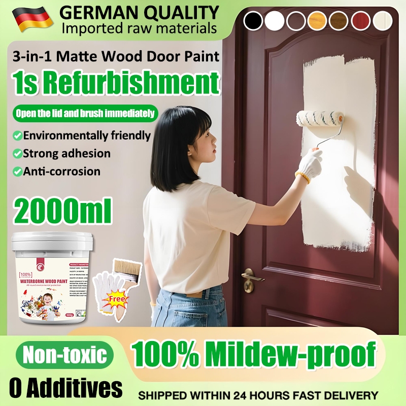 🎄80 years without fading🎄 cat pintu kayu wood paint 2000ml waterproof ...