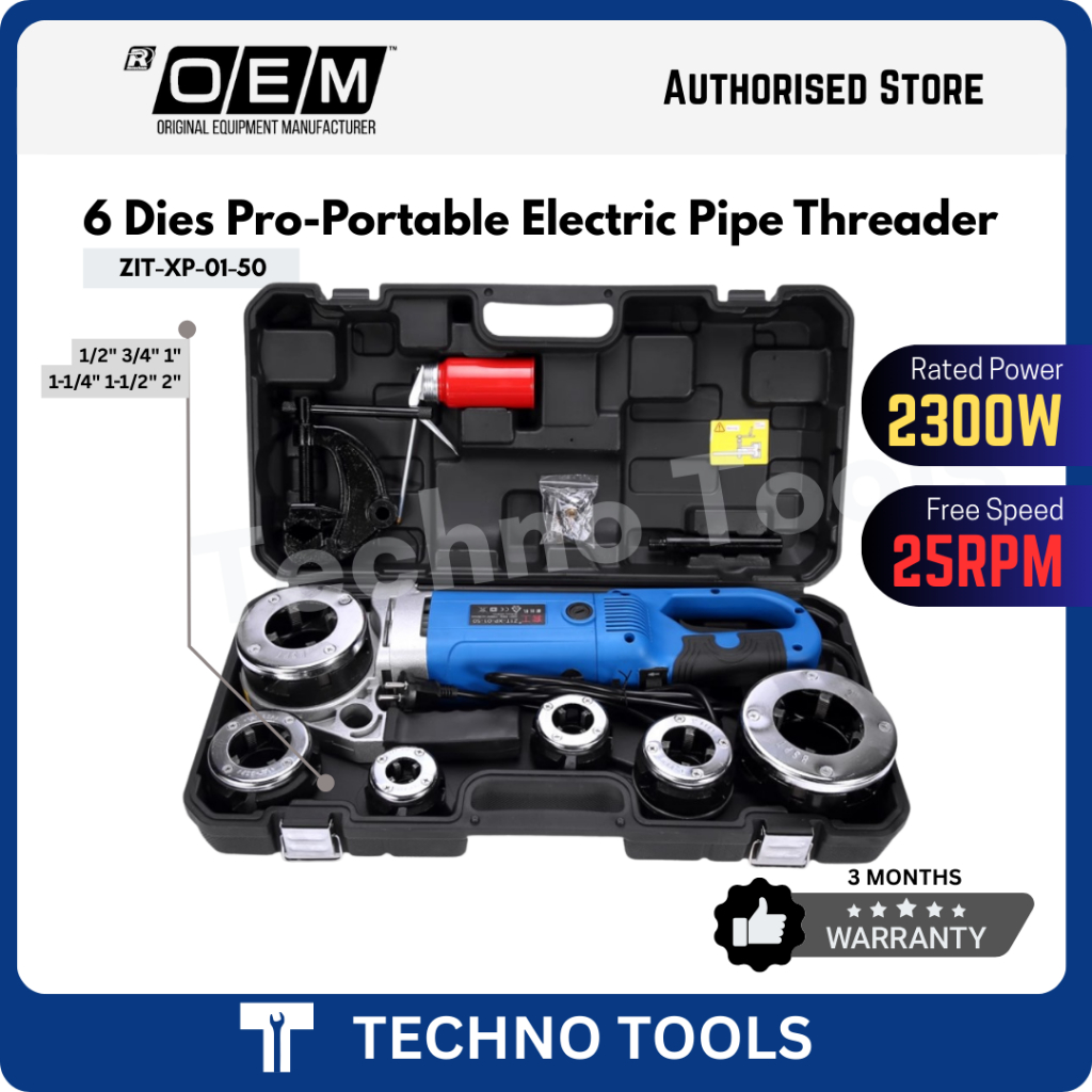 Portable Handheld Electric Pipe Threader Threading Machine With 6 Dies ...