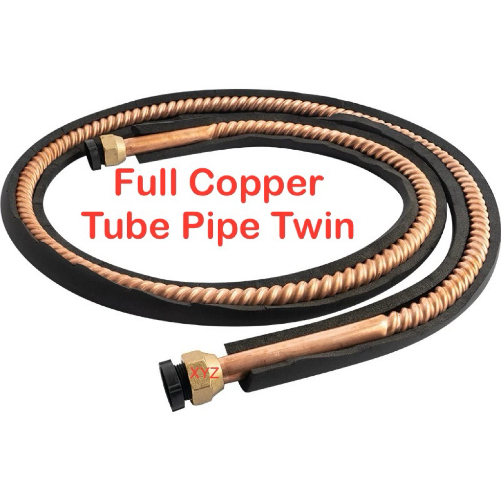 FULL COPPER TUBE PIPE TWIN AIRCOND GAS PIPE SET 1HP 1.5HP 2HP 2.5HP 3 ...