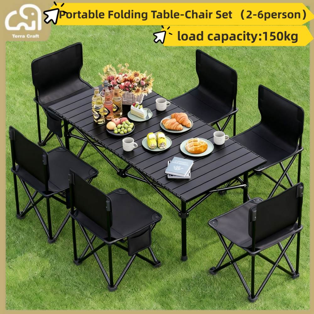 【Terra Craft】Outdoor Folding Camping Table and Chairs Set 【2-6 Orang ...