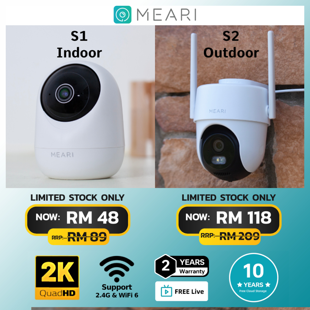 Meari S1/S2 2K 3Mp Indoor Ourdoor Tilt WiFi Camera WiFi Home SecurityIP ...