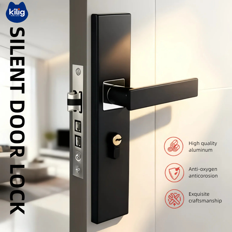 Door Lock Set Tubular Lever Cylindrical Cylinder Door Lock Tombol Pintu ...