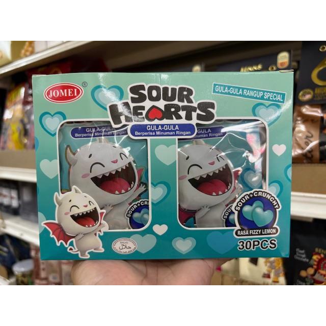 30 Packs Jomei Sour Hearts Sour and Crunchy Fizszy lemon Candy HALAL ...