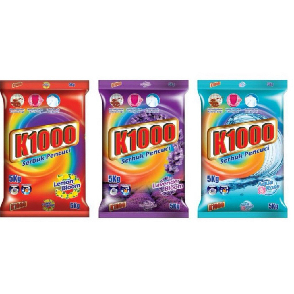 K1000 Bloom Detergent Powder lemon/lavender/aqua rose 5kgX4(1CTN ...