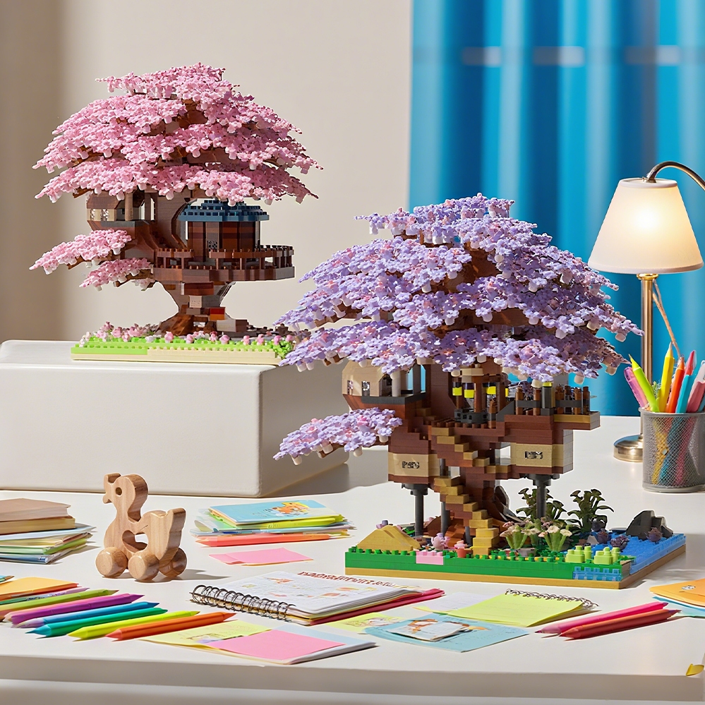 Building Blocks Sakura TreeHouse Cherry Blossom Tree House Assembly ...