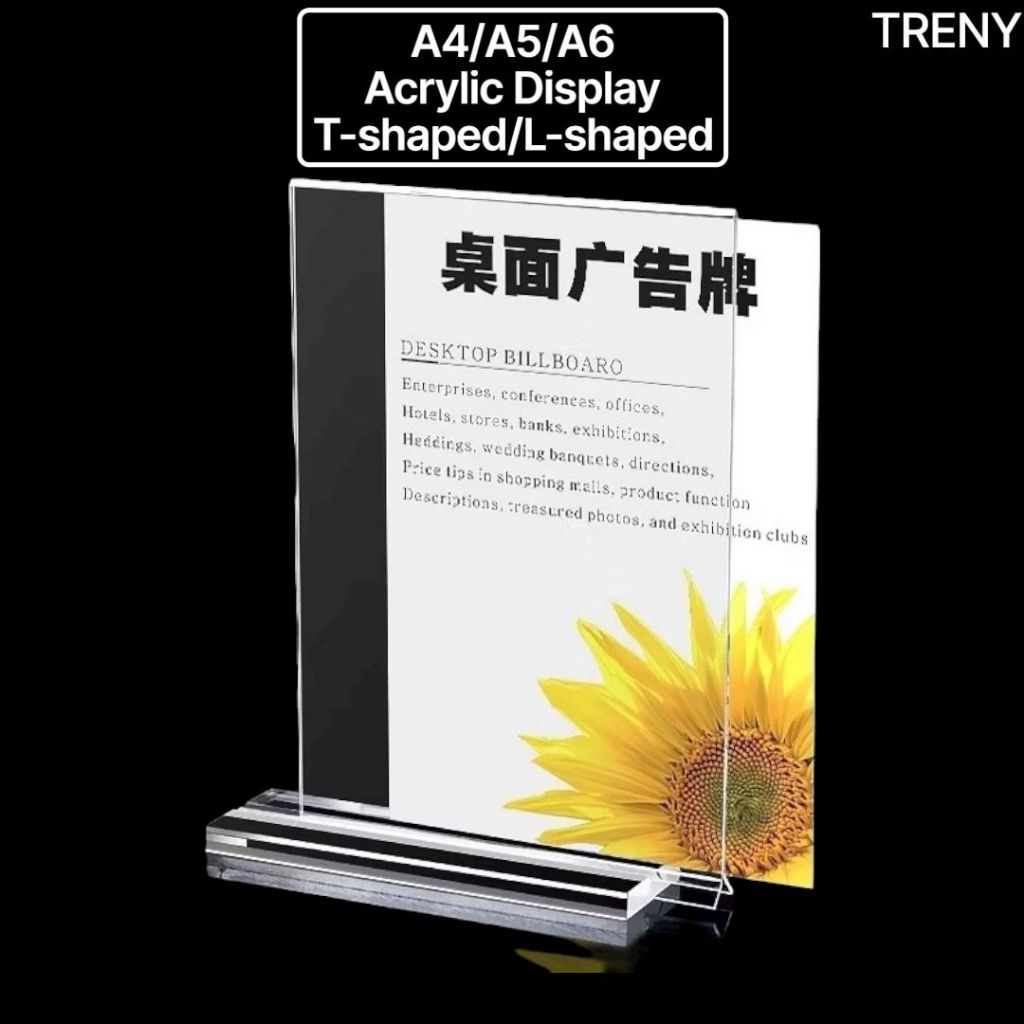 Acrylic Stand A4 Size A5 A6 Size Acrylic L-Shape Display Stand, T Shape ...