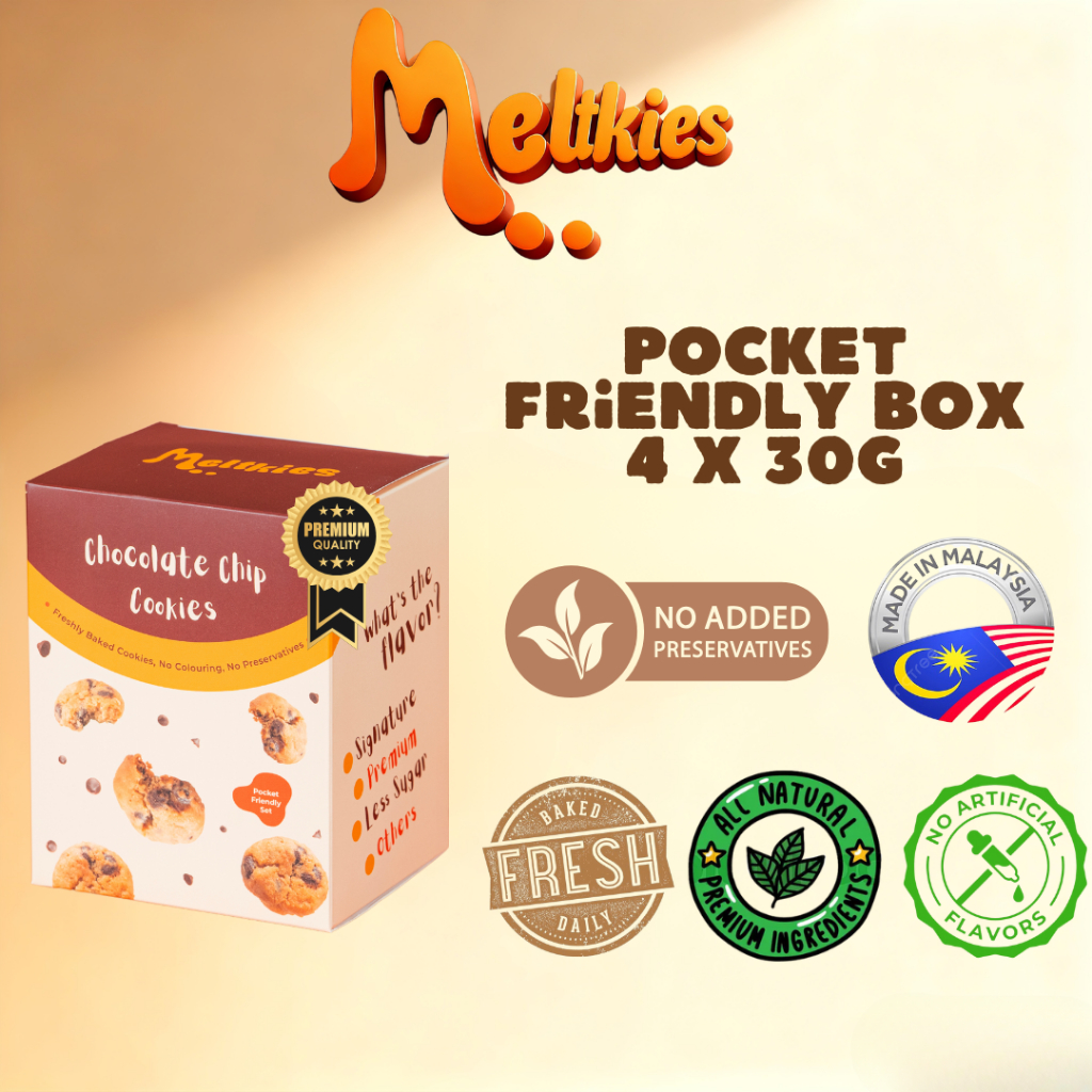 MELTKIES 4 in 1 Chocolate Chip Cookies (30g x 4) | Pocket Friendly Set ...