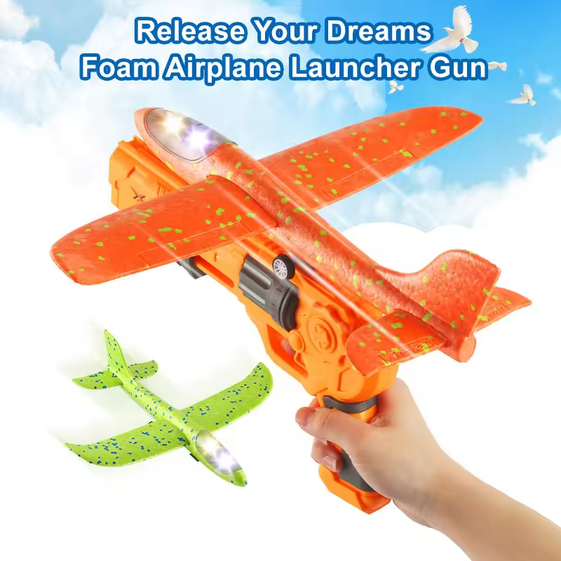 Foam Aircraft Launcher Gun with Glider Plane – Outdoor Shooting Toy for ...