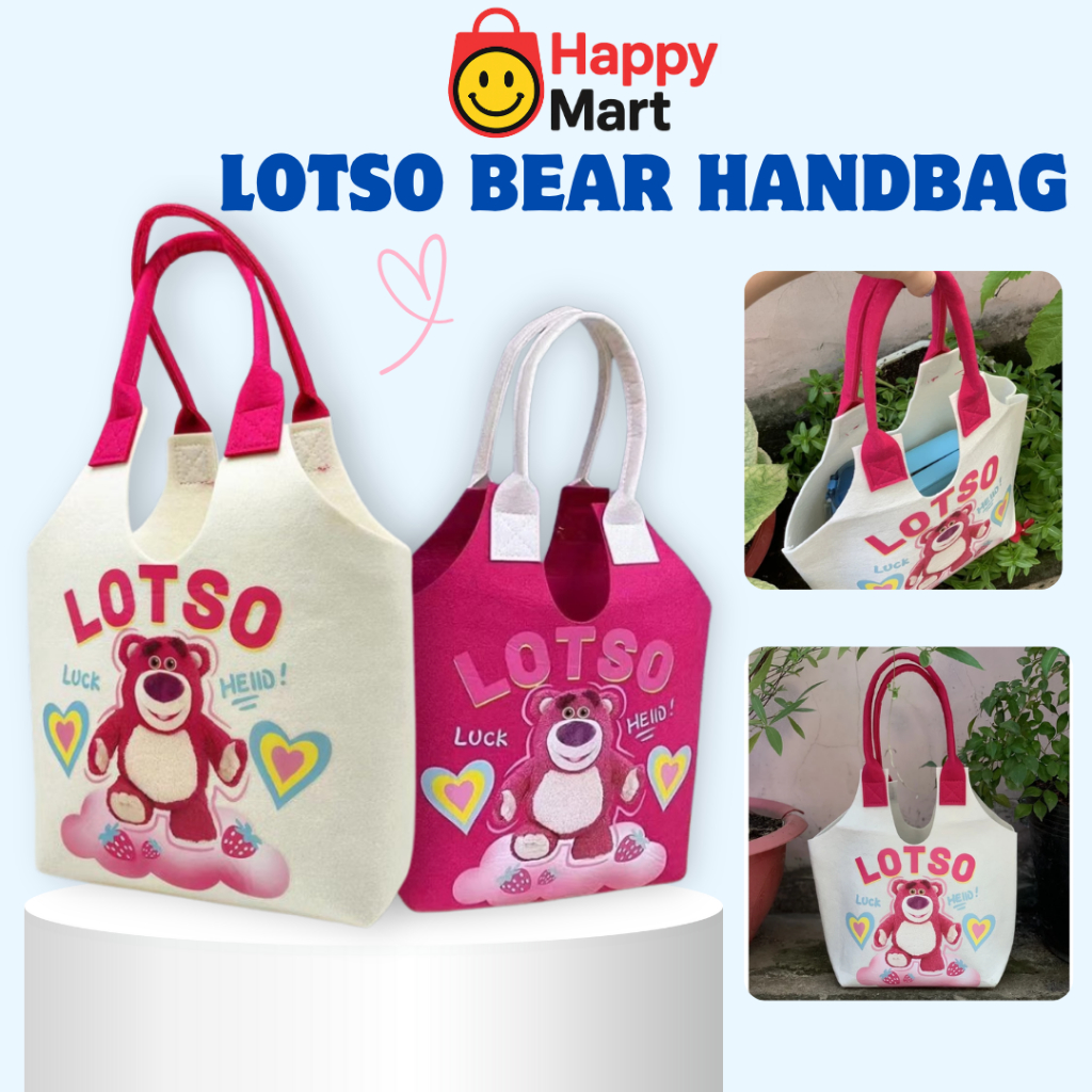 Lotso Holographic Bear Handbag Super cute strawberry bear handbag Gift ...