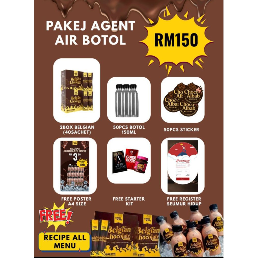 VIRAL!!!PAKEJ BERNIAGA AIR BOTOL COKLAT BELGIAN CHOCOALBAB | Shopee ...