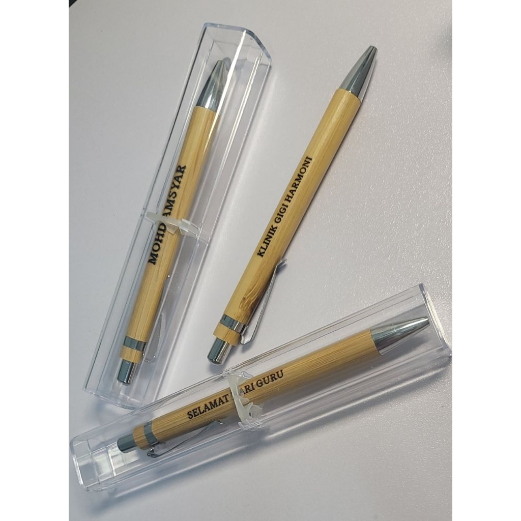 Hadiah Pen Buluh Dengan Bekas (Percuma Ukiran Nama) Bamboo Pen Gift ...