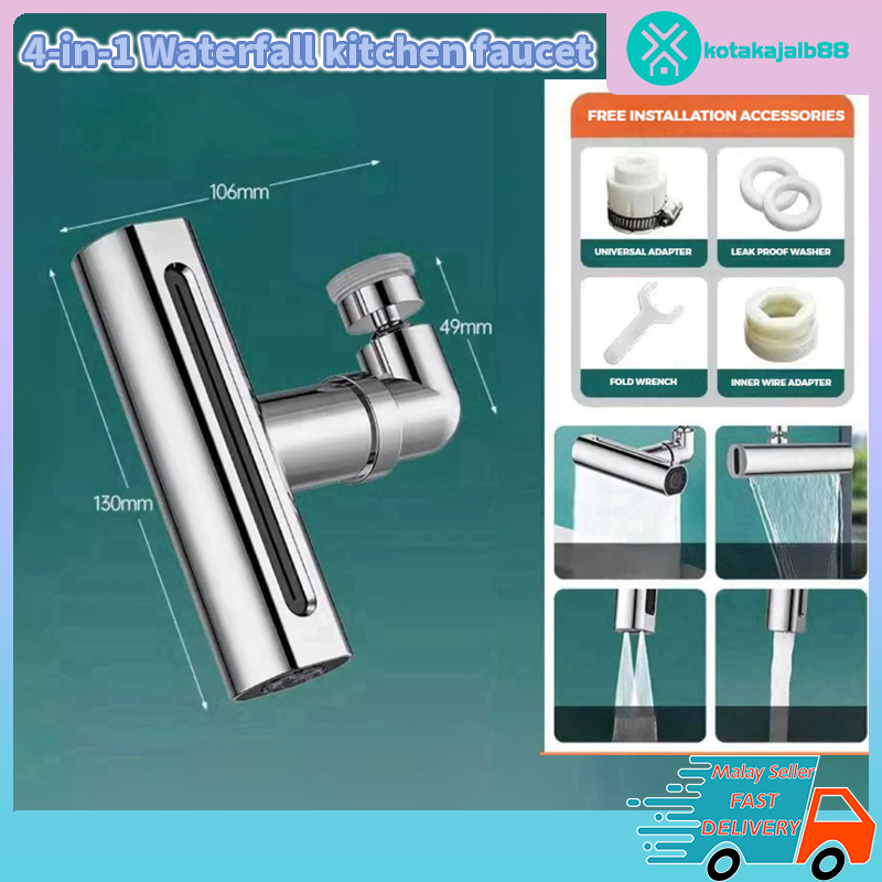 4 in 1 Swivel Waterfall Kitchen Faucet Kitchen Sink Spout Kitchen ...