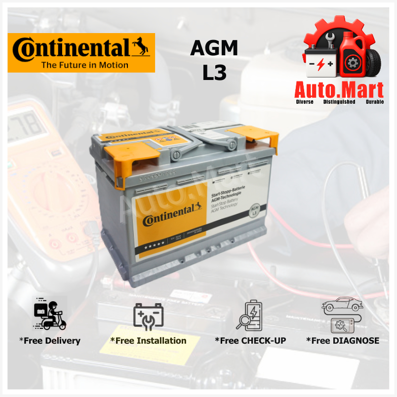 Bateri Kereta / Car Battery - Continental - AGM - LN3 - 70AH | Shopee ...