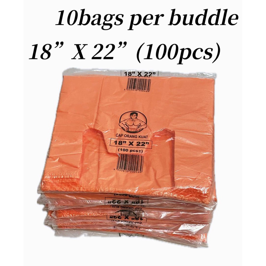 18”X 22” (100pcs+/-) 10bags per buddle Cap Orang Kuat Plastic Bag Carry ...