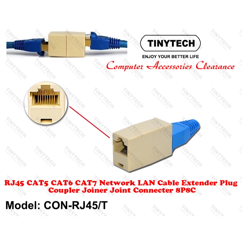 136 TINYTECH RJ45 CAT5 CAT6 CAT7 NETWORK LAN CABLE EXTENDER PLUG ...