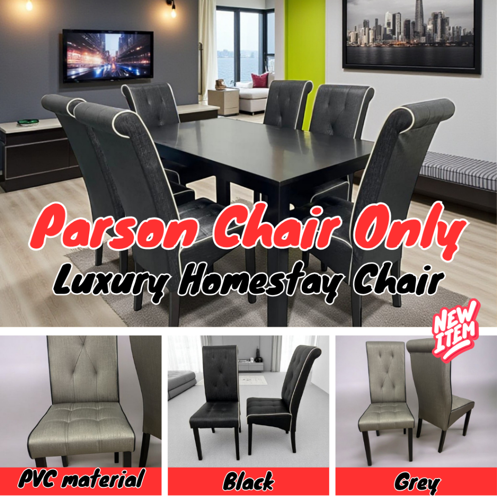 ️familystar2u - Parson Chair Only PU Black or PU Grey Kerusi Parson ...
