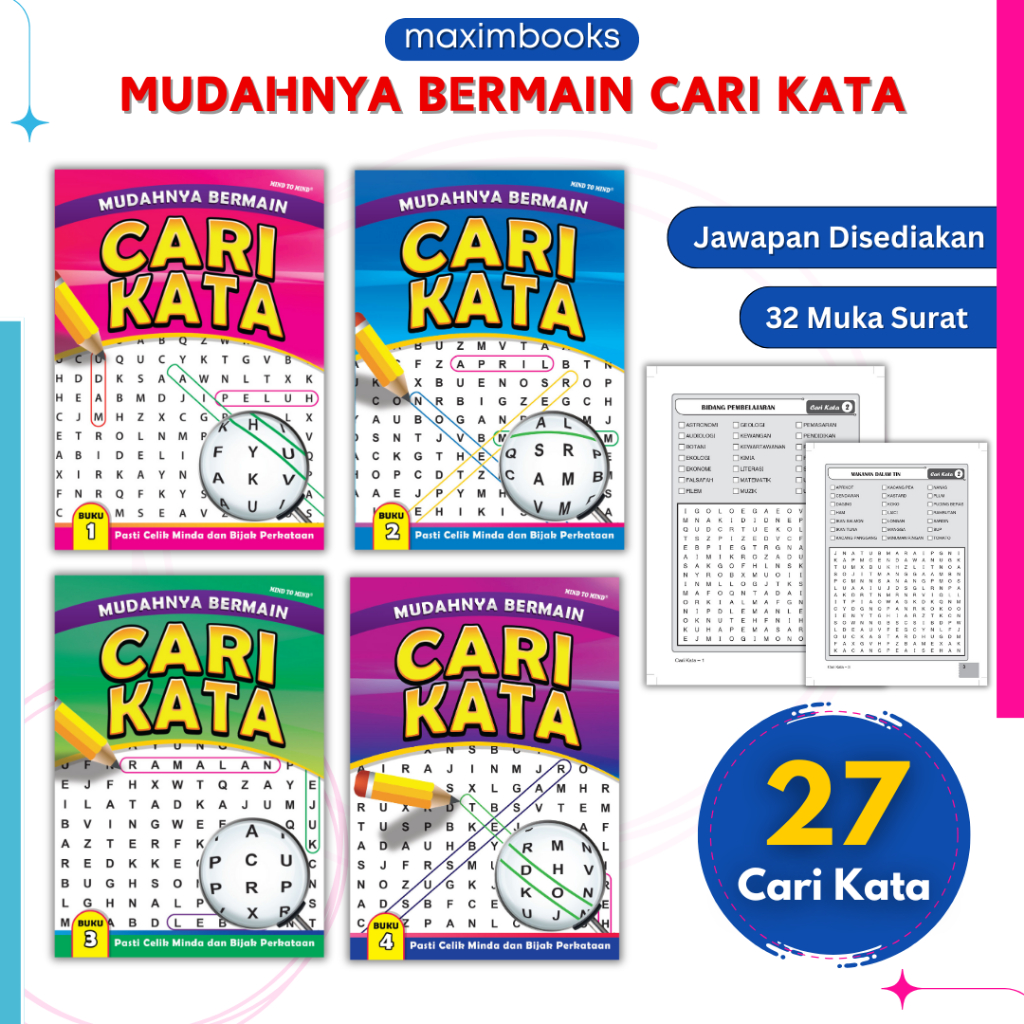Mudahnya Bermain Cari Kata Set (1-4) | Buku Cari Kata 32 Pages | Word ...