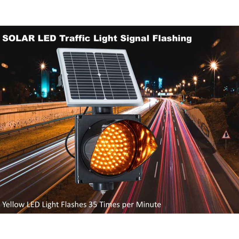 SOLAR Yellow LED Flashing Signal Solar Warning Light Traffic Light ...