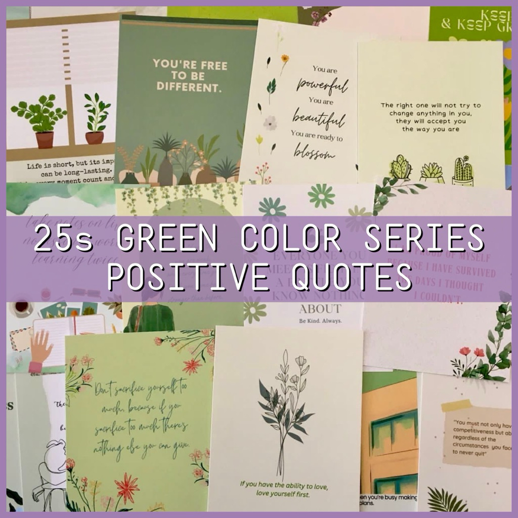 25s GREEN COLOUR SERIES POSITIVE QUOTES CARD | Shopee Malaysia