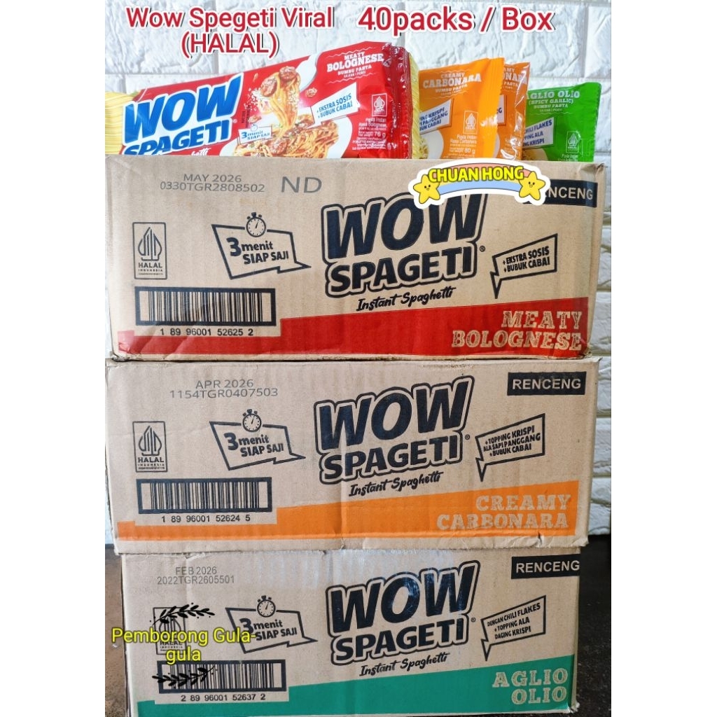 Wow Spageti Instant Spaghetti Halal 40packs / Box | Shopee Malaysia
