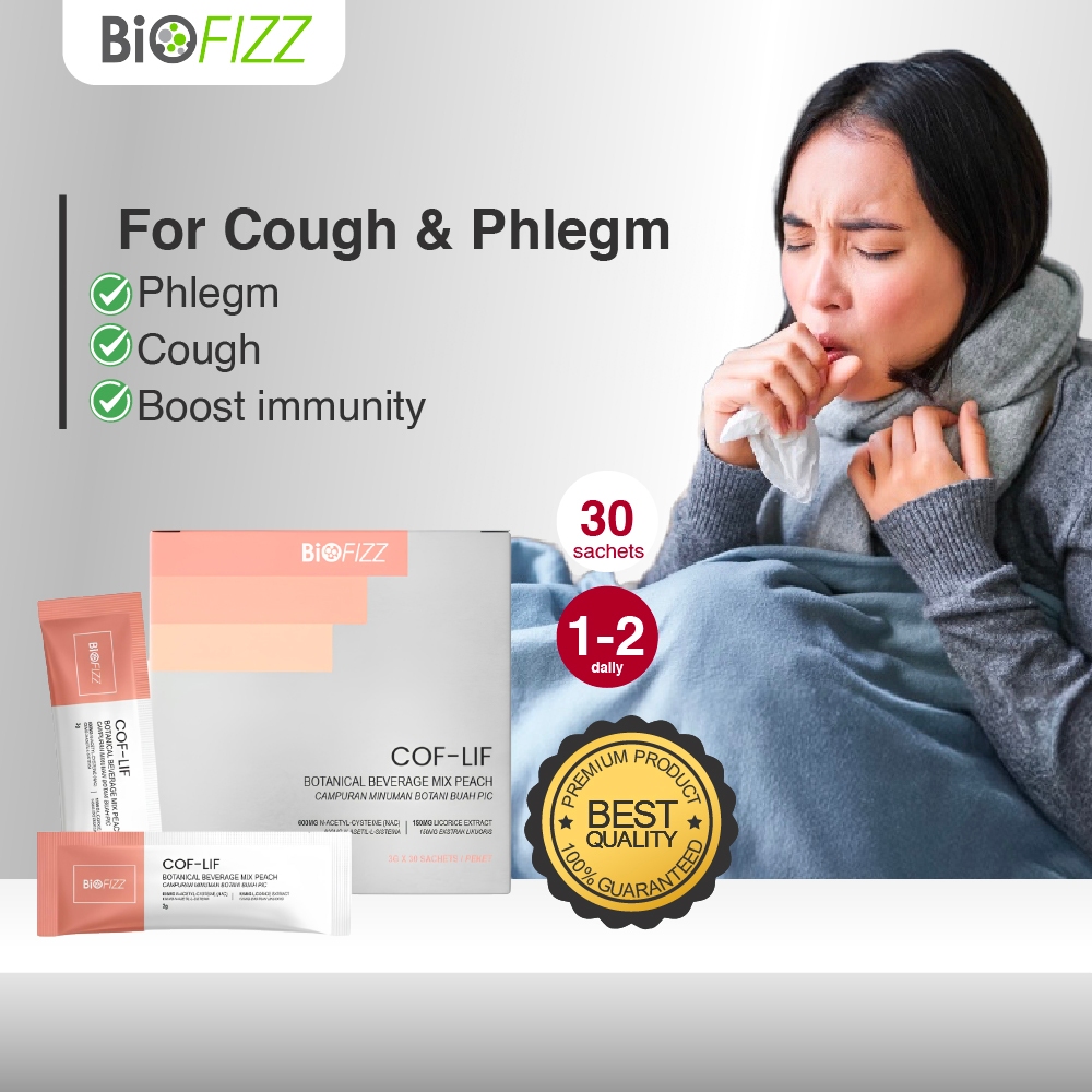 BIOFIZZ Cof-Lif Botanical Beverage Mix Peach (3g x 30's) for Cough ...
