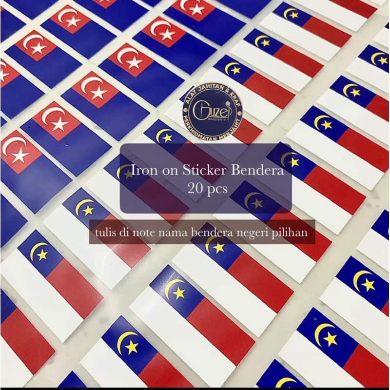 [BORONG] Iron on sticker bendera, bunga raya, madani, negeri - negeri ...
