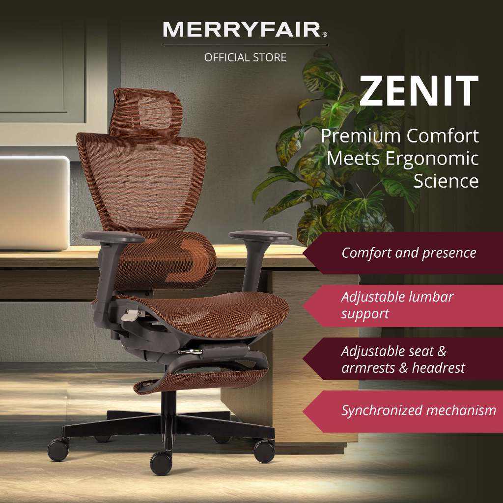 Merryfair ZENIT Ergonomic Office Chair for Back Pain – Premium Mesh ...