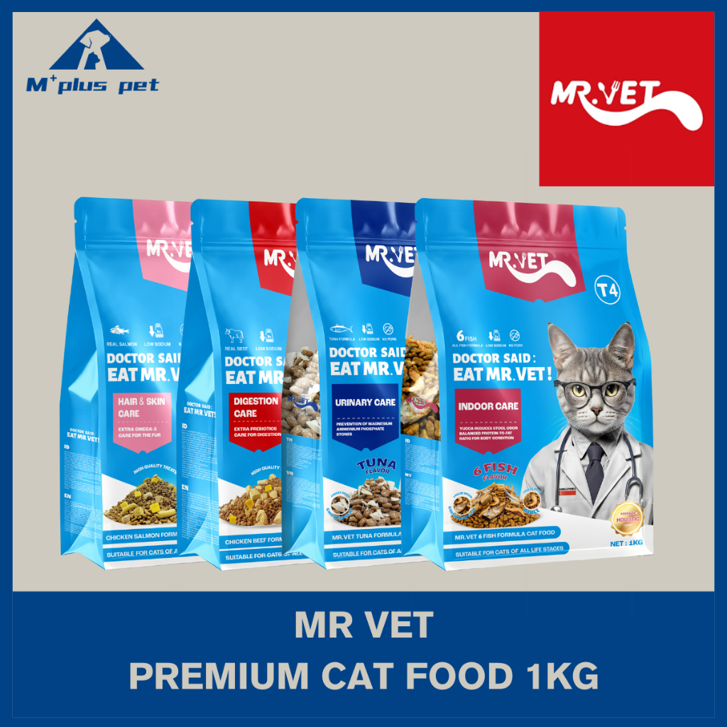 MR VET PREMIUM CAT FOOD 1KG/DIGESTION/HAIR SKIN/INDOOR/URINARY/MAKANAN ...