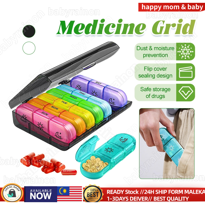 21 Rainbow Pill Box Weekly 7-Day Pill Organizer Portable Plastic ...