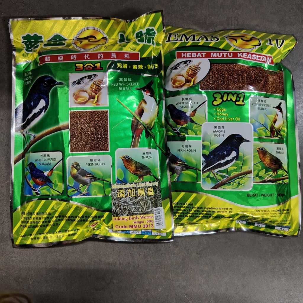 Premium Murai Bird Food 3 in 1 Formula 450g/500g Boost Singing Power ...