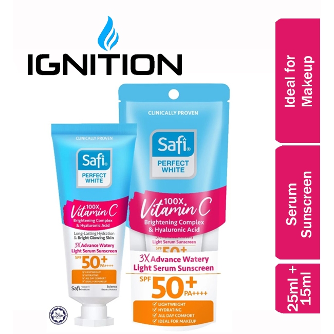 Safi Perfect White 3X Watery Serum Sunscreen SPF50+ PA++++ 25g + Free ...