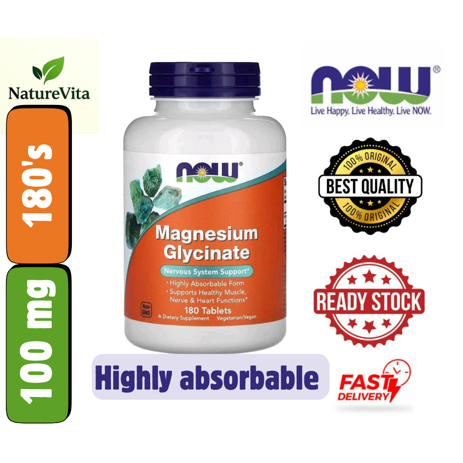 [Ready Stock] NOW Foods, Magnesium Glycinate, Highly absorbable Form ...