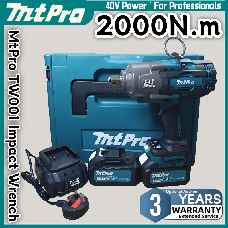 2000n.m 19mm 3/4" Head MtPro TW001 18V 40V Cordless Impact Wrench ...
