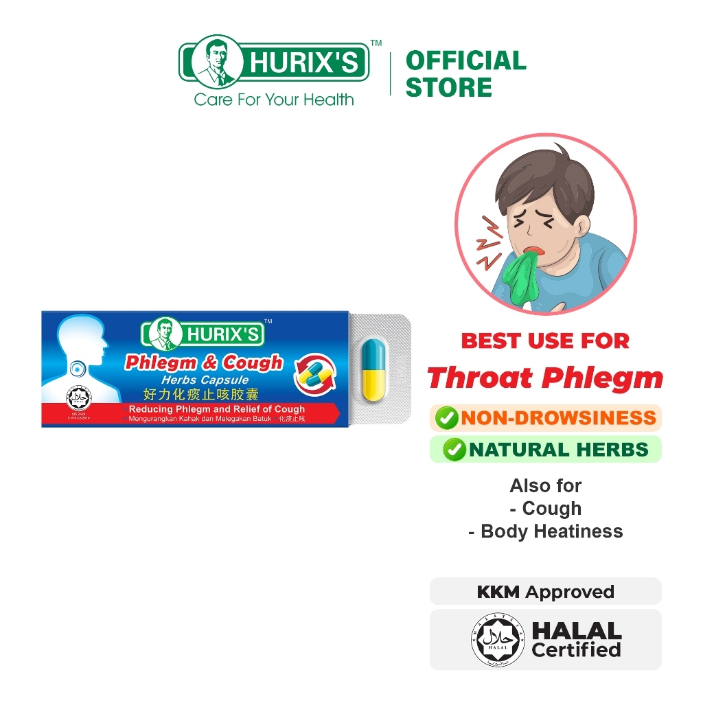 Hurix's Phlegm And Cough Herbs Capsule 6s/stp | Shopee Malaysia