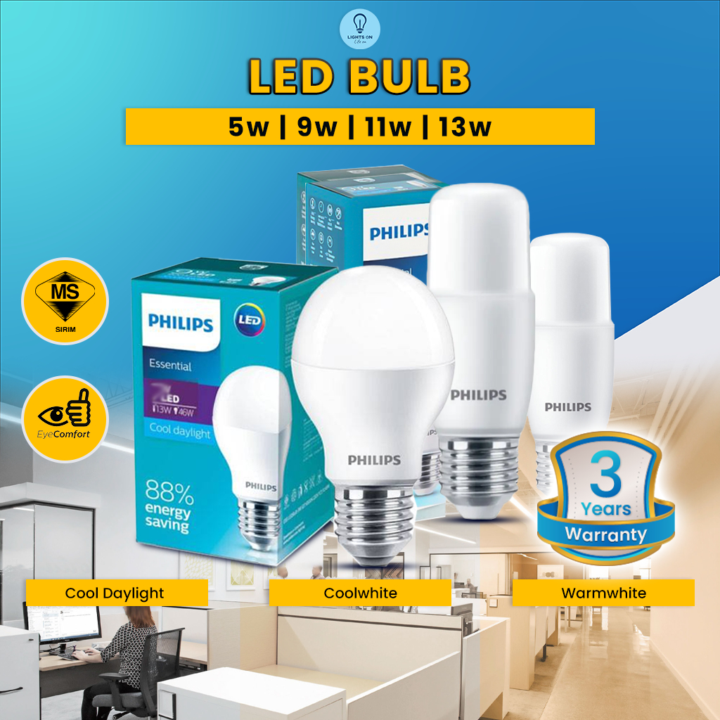 🔥HOT🔥PHILIPS 5w/9w/11w/14w Essential Stick LED Bulb E27 Lampu Siling ...