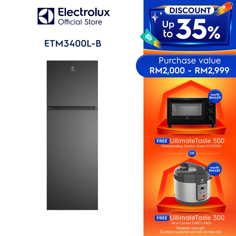 Electrolux ETM3400L-B 341L Top Freezer Fridge | 5 Star | AI AutoSense ...