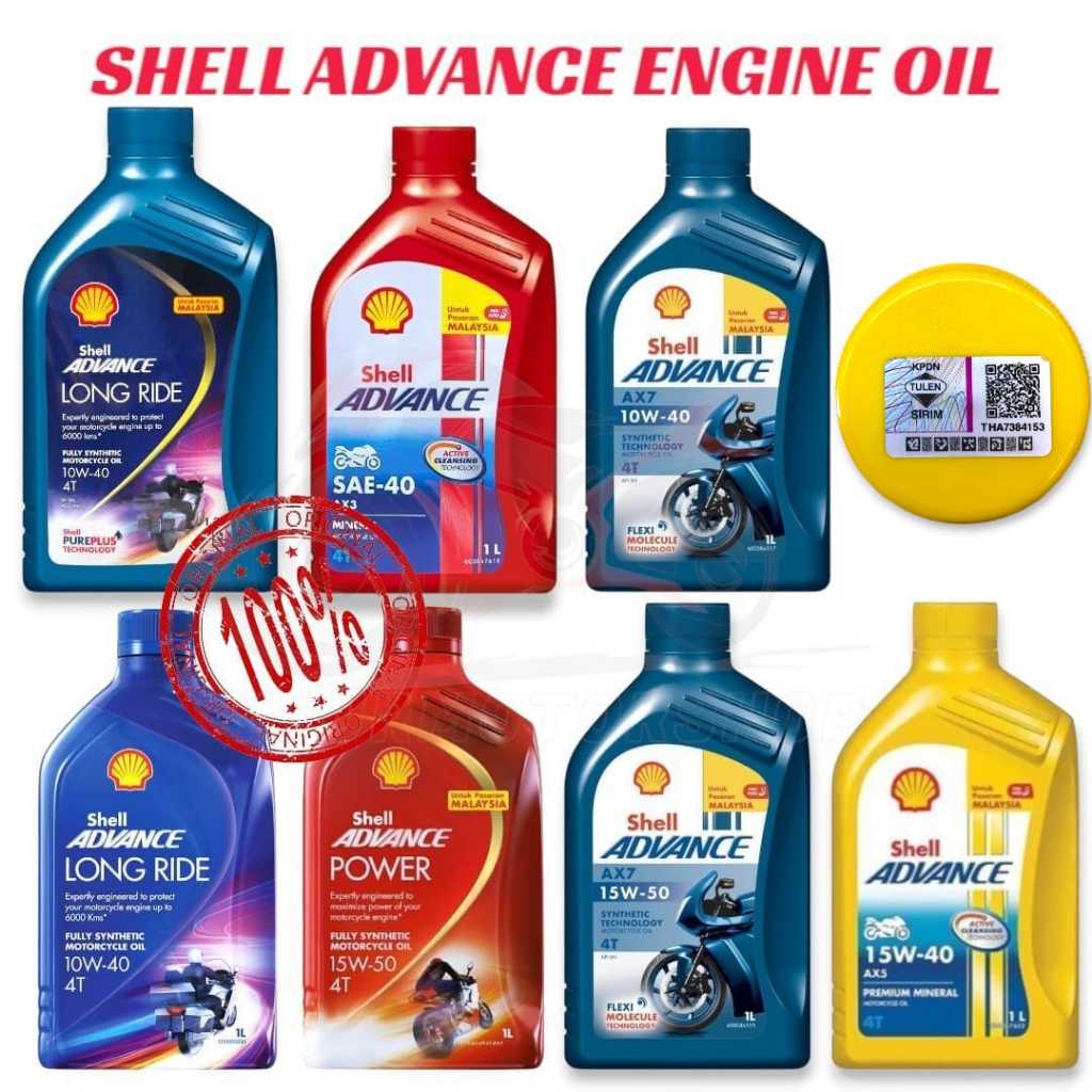 100% Original Shell Advance 4T AX5 15W40 AX7 10W40 15W50 AX3 SAE40 LONG ...