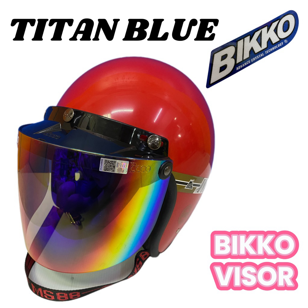 BOGO VISOR 3 BUTTON UNIVERSAL HELMET REVO CRYSTAL GOLD 2-TONE BLUE MHR ...