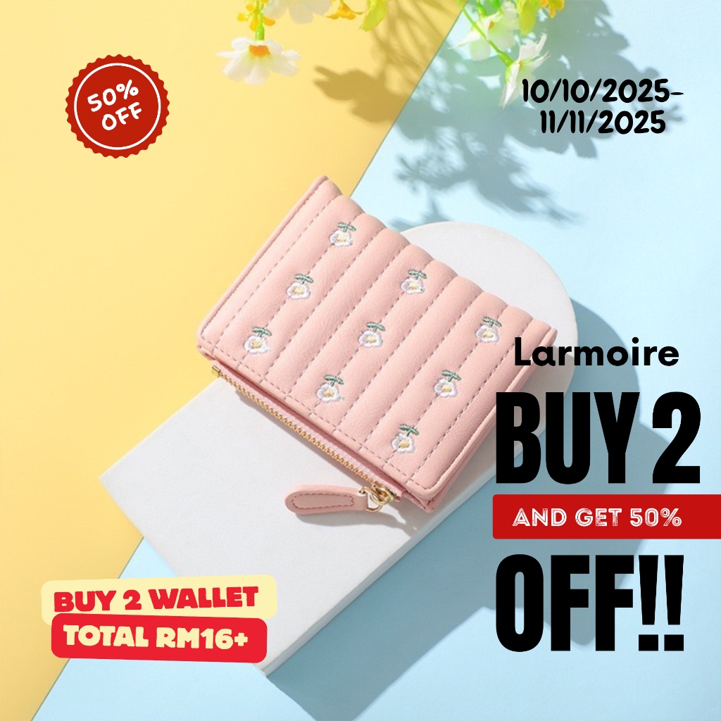 [BUY 2 GET 50% OFF] 🇲🇾🇲🇾 Larmoire Women Purse Short Wallet Flower ...