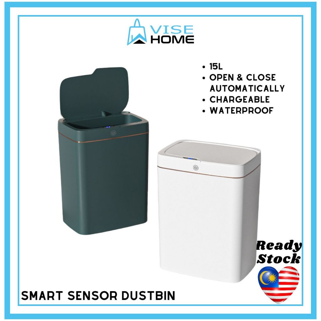 Smart Sensor 15L Garbage Bin Automatic Infrared Motion Sensor Dustbin ...