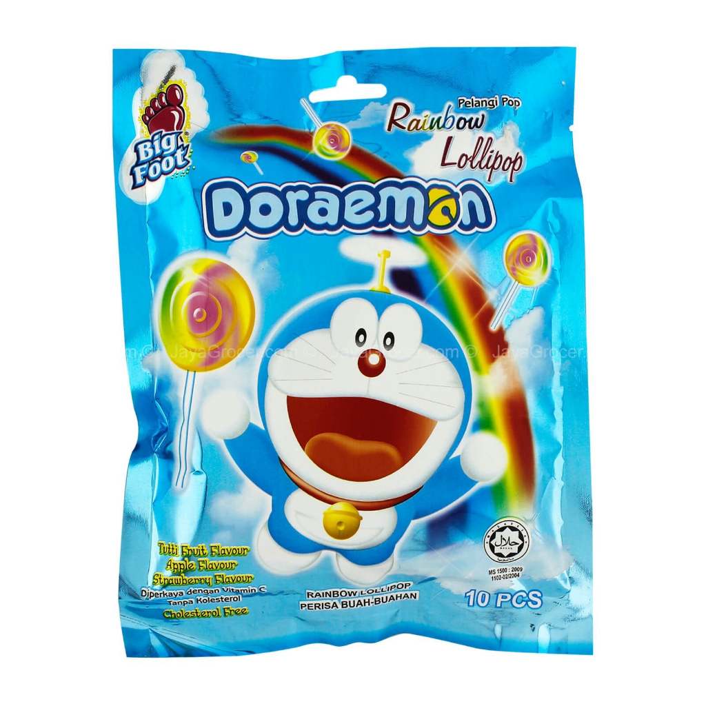 Doraemon Rainbow Lollipop Tutti Fruit Flavour by BIG FOOT Halal 100g ...