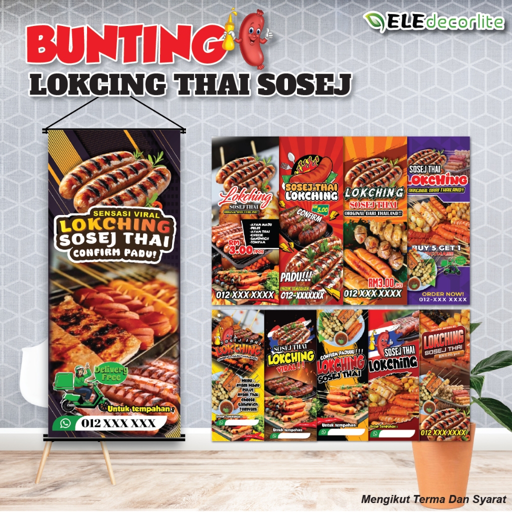 LOKCING /GERAI LOKCING/FOOD TRUCK/BUNTING KEDAI MAKANAN 2ft x 3ft/2ft x ...